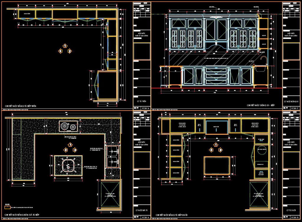112. CAD technical drawings of kitchen cabinets for the house