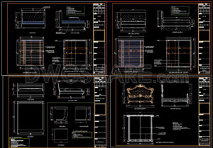 298. CAD drawings of the technical details of various types of beds