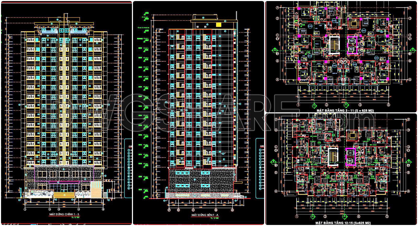 26. Download of CAD Floor Plans for a 18-Story Apartment Building