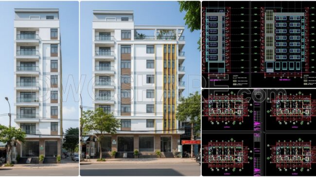 164. Download the architectural drawings of a 10-storey hotel with a ...