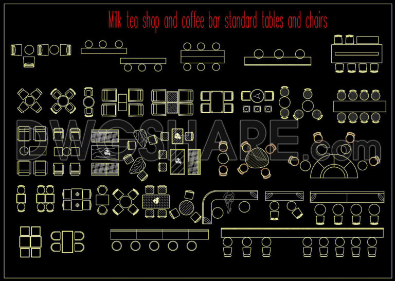 378. Curated Restaurant Furniture CAD Block Library – Tables & Chairs
