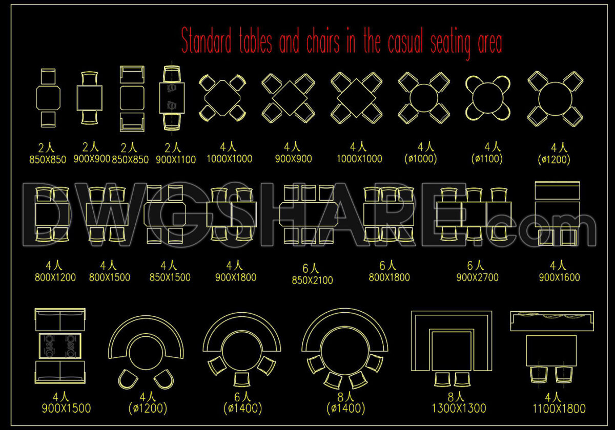 378. Curated Restaurant Furniture CAD Block Library – Tables & Chairs