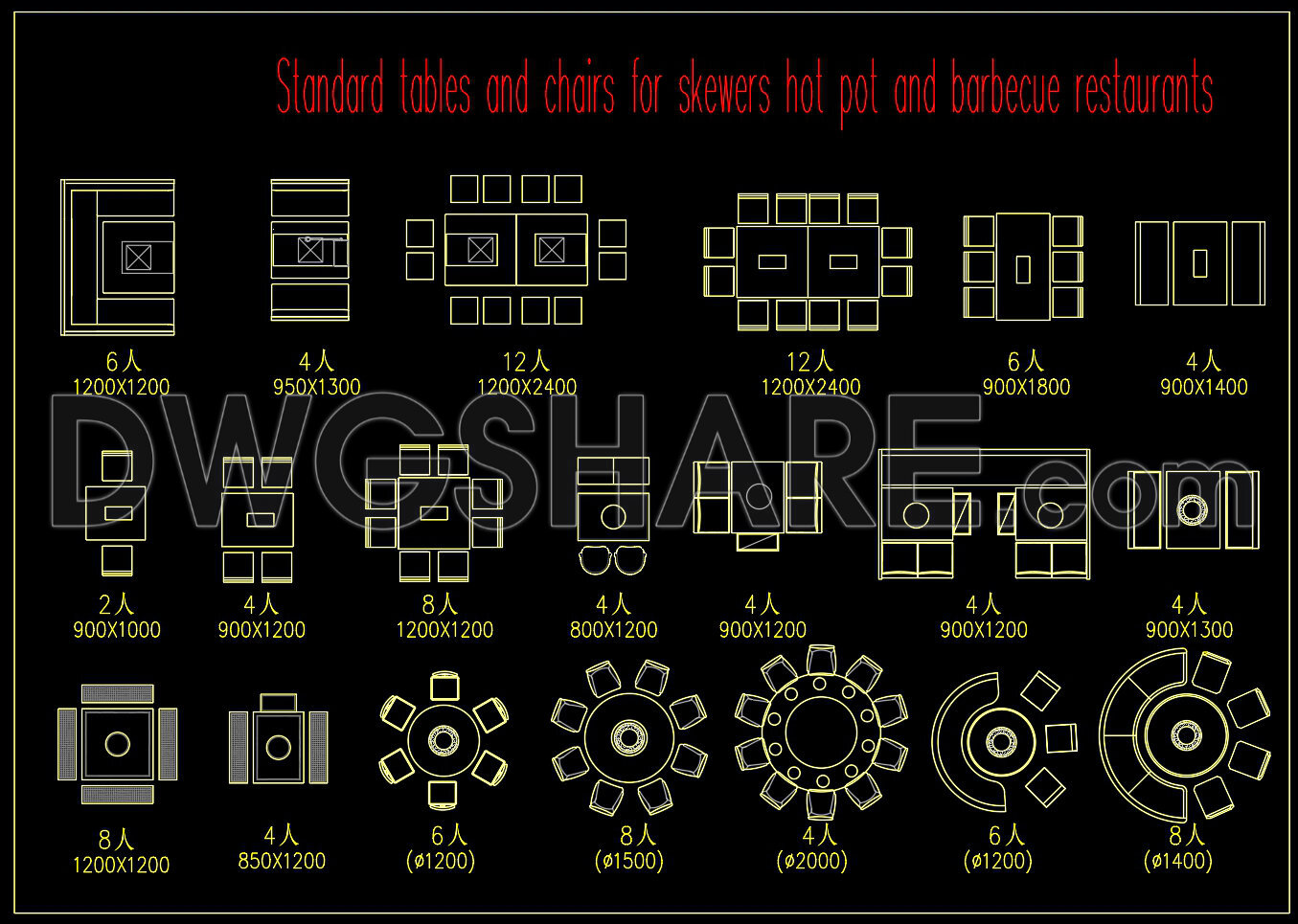 378. Curated Restaurant Furniture CAD Block Library – Tables & Chairs