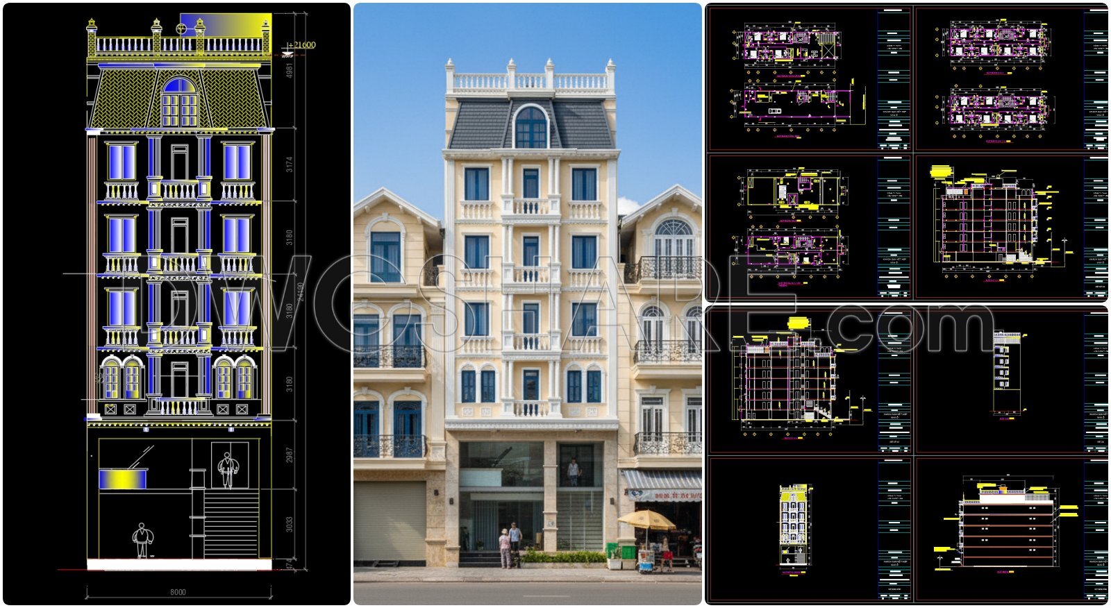 846. Download Cad Drawings Of A 5-storey Hotel And Residential Building ...